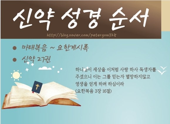 성경순서 신약 27권 성경 전체 몇장 성경읽기표 Pdf 파일 네이버 블로그