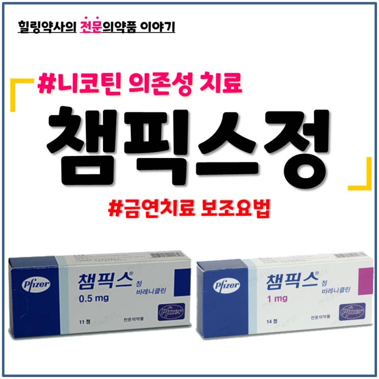 챔픽스정 챔픽스 05mg 1mg 금연치료제 금연 보조제 바레니클린 병원 처방 성분 효능 효과 복용법 부작용 주의사항 금연약