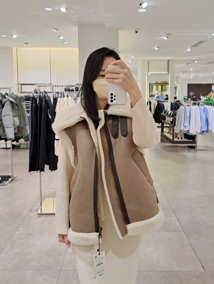 자라 숏패딩 코트 무스탕 입어보기 네이버 블로그