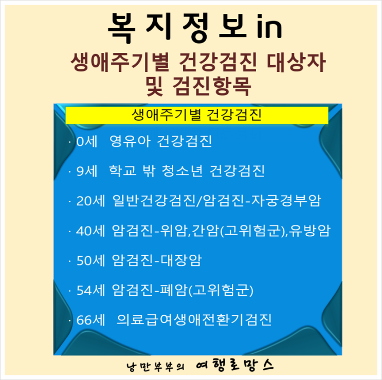 생애주기별 일반 건강검진 대상자 국가 암검진 항목 영유아 건강검진시기 결과서 예약 네이버 블로그