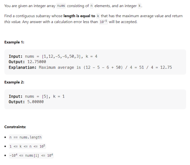 JAVA_Maximum Average Subarray I_LeetCode 643 : 네이버 블로그