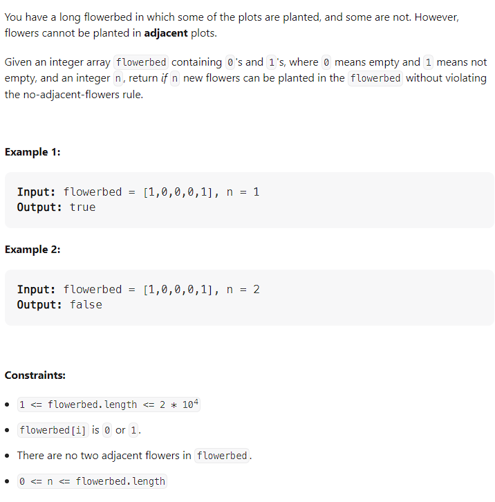 JAVA_Can Place Flowers_LeetCode 605 : 네이버 블로그