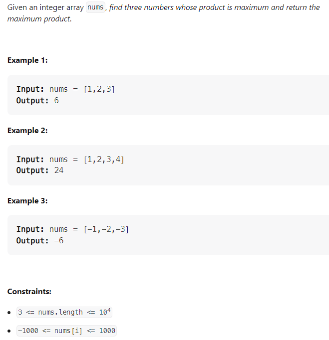 JAVA_Maximum Product of Three Numbers_LeetCode 628 : 네이버 블로그
