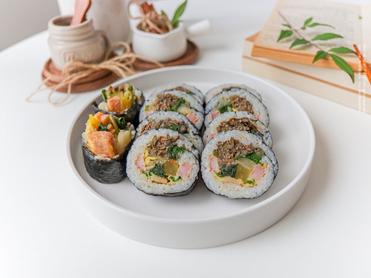 나물김밥 만들기 남은 전 요리 명절음식 활용 냉장고 파먹기 레시피 간단김밥 네이버 블로그