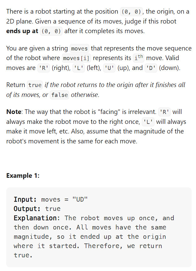 JAVA_Robot Return to Origin_LeetCode 657 : 네이버 블로그