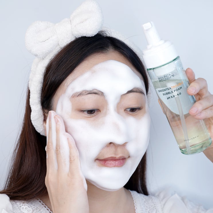 올리브영 클렌징폼 여드름 피부가 2주 쓴 약산성 폼클렌징 라운드어라운드 그린티 트러블 버블폼 추천 네이버 블로그
