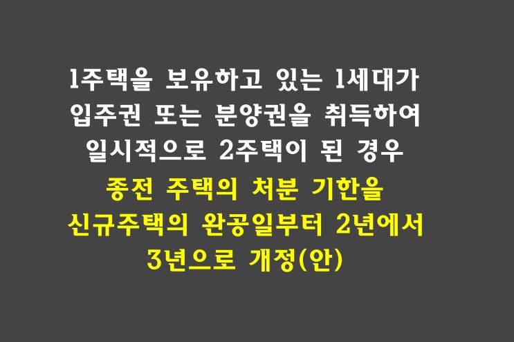 1주택을 보유하고 있는 1세대가 입주권 또는 분양권을 취득하여 일시적으로 2주택이 된 경우 종전 주택의 처분 기한을 신규주택의