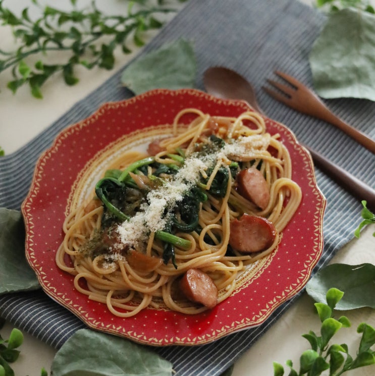 시금치파스타 만들기 마늘 간장파스타 스파게티 재료 소스 만드는법 : 네이버 블로그