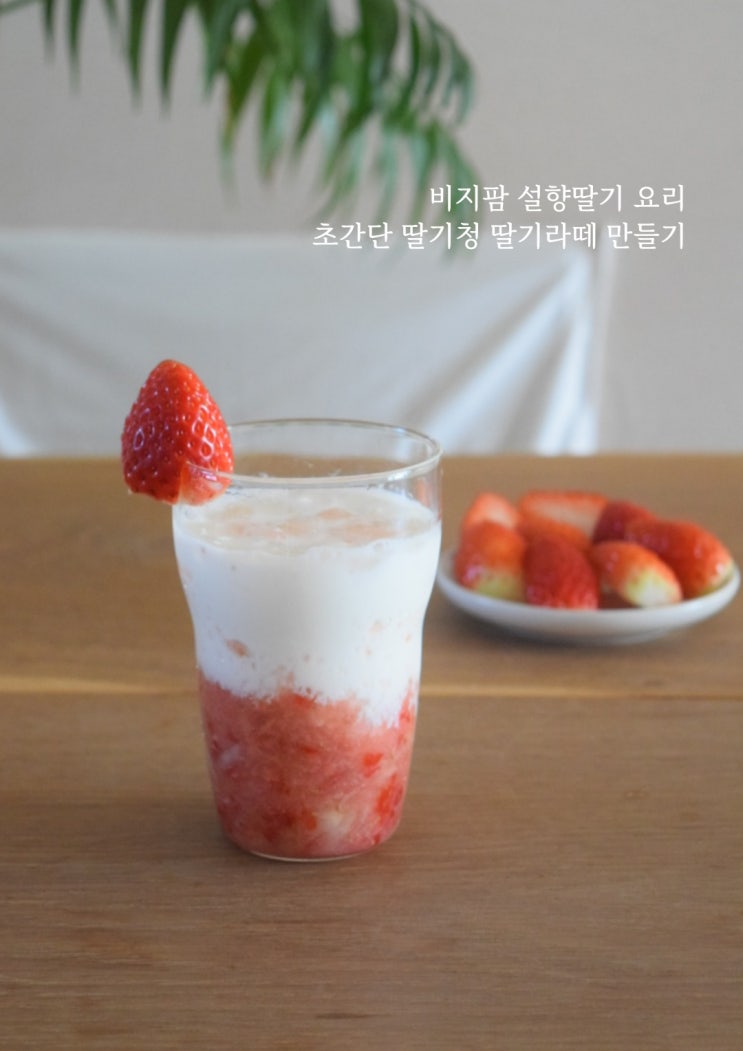 비지농수산물 설향딸기 요리 초간단 딸기청 딸기라떼 만들기 네이버 블로그
