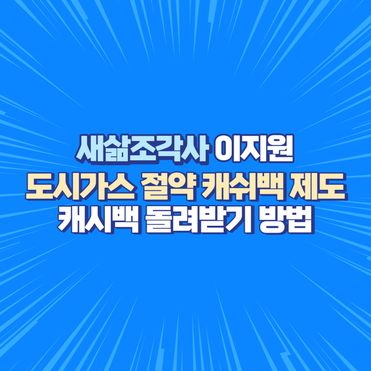 도시가스 절약 캐쉬백 제도로 가스비 캐시백 돌려받기 방법 네이버 블로그