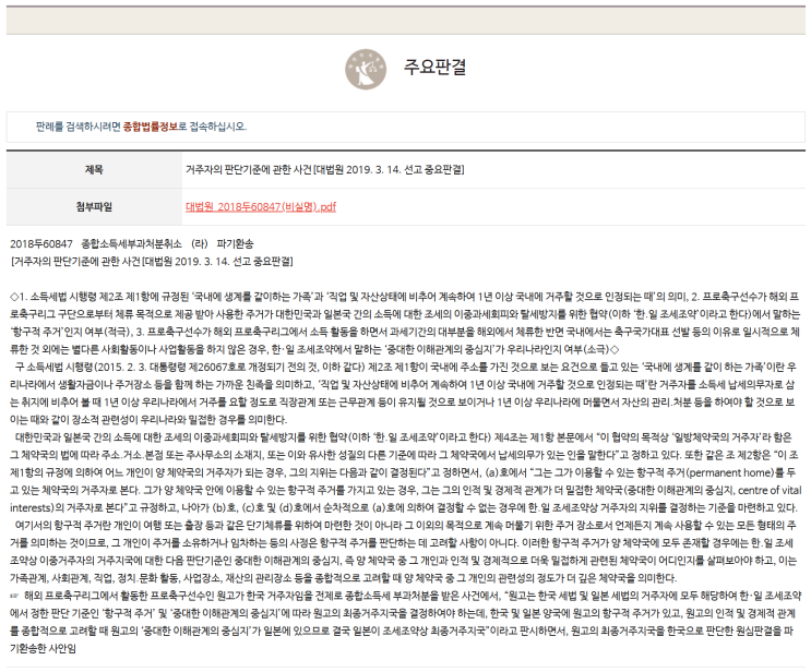 해외 거주자 거주자 Vs 비거주자 대법원 판례 네이버 블로그