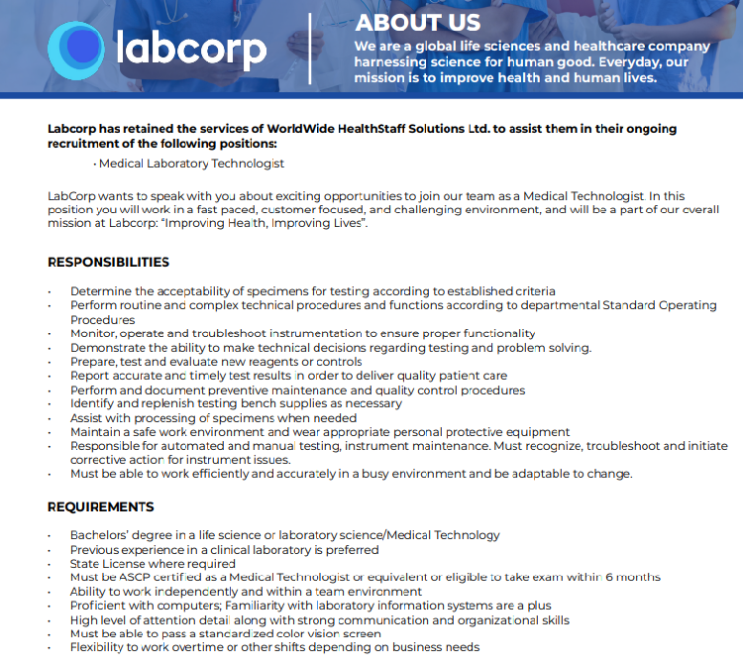 WorldWide HealthStaff Solutions_Labcorp(최종거절) : 네이버 블로그