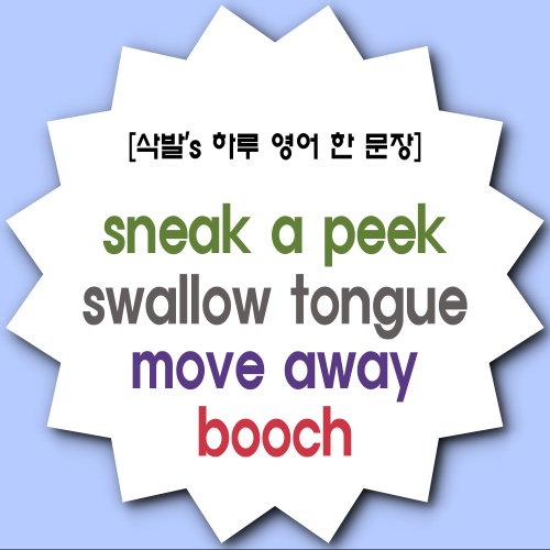 [유용한 영어 표현] sneak a peek(훔쳐보다), booch/bootch(기지배,지지배), move away(떠나다 ...