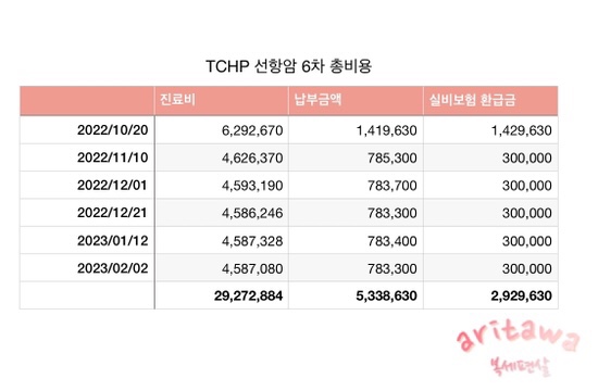 삼중양성 유방암 항암 총비용 (6차, tchp, 삼성서울병원) : 네이버 블로그