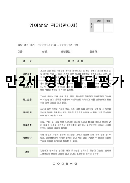 어린이집 영아 발달평가 만2세 제 4차 표준보육 내용범주에 따른 평가 예시문으로 작성 네이버 블로그