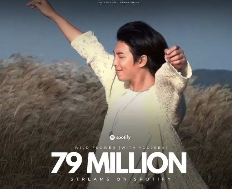 방탄소년단 RM "Wild Flower (with youjeen)" 79M on Spotify : 네이버 블로그
