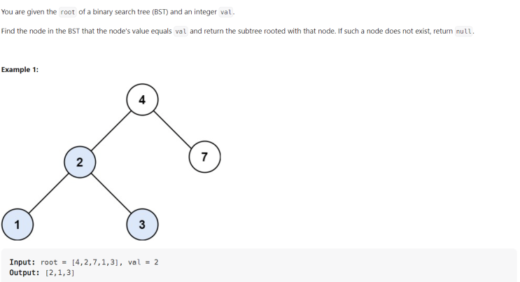 JAVA_Search in a Binary Search Tree_LeetCode 700 : 네이버 블로그