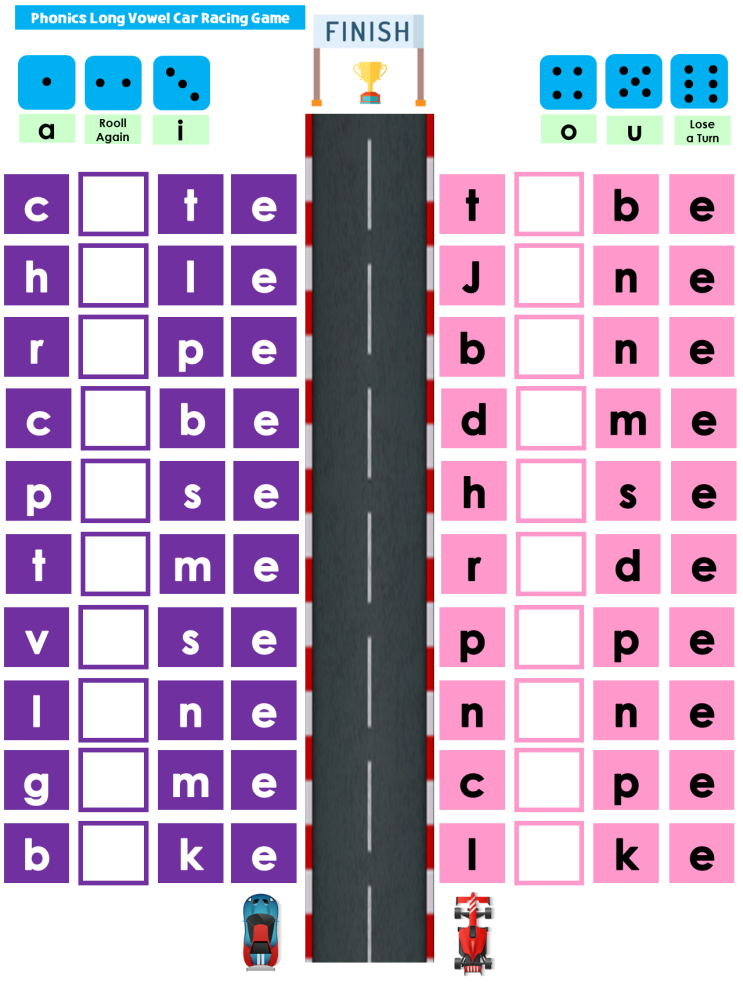 파닉스 장모음을 익히는 Phonics Long Vowel Car Racing Game Activity : 네이버 블로그