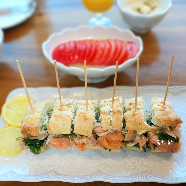 류수영 쪽파 크림치즈 연어샌드위치 크림치즈와 연유 선택이 중요합니다 모양까지 망하지 않는 방법 네이버 블로그