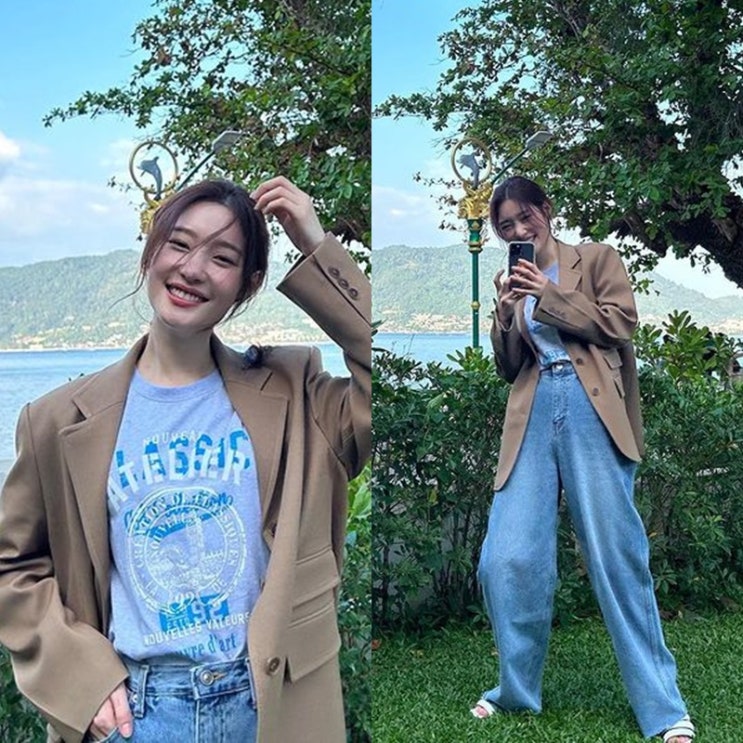 여자 봄 자켓 코디 온앤온 정채연 인스타그램 사복 패션 옷 참고해 네이버 블로그
