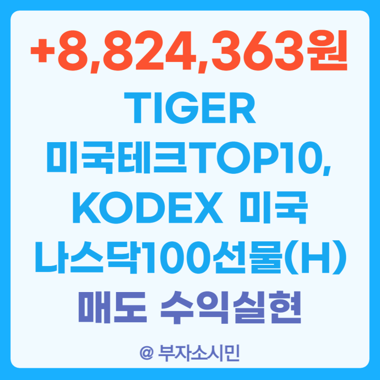 +8,824,363원 TIGER 미국테크TOP10, KODEX 미국나스닥100선물(H) 전액 매도 수익실현 : 네이버 블로그