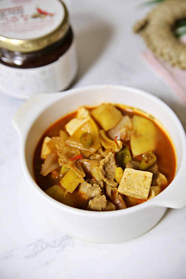 애호박 고추장찌개 레시피 감자 돼지고기 고추장찌개 초석잠 고추장 네이버 블로그