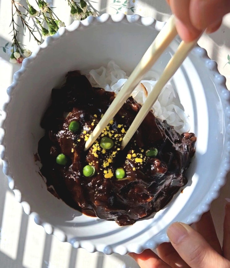 저탄수 다이어트 식단 곤약면 요리 레시피 짜장면 만들기 : 네이버 블로그