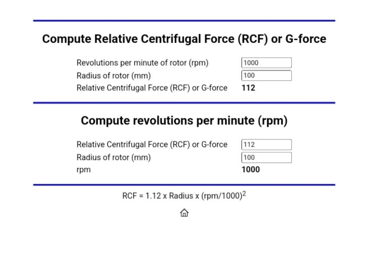 Centrifuge RPM/ G 변환 사이트 : 네이버 블로그