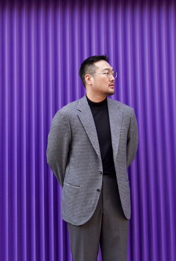 홍대맞춤정장은 매장내 재단사 상주 비스포크 테일러샵 포튼가먼트 합정점입니다 캐시미어 스포츠자켓 비스포크 피렌체컷 하운드투스