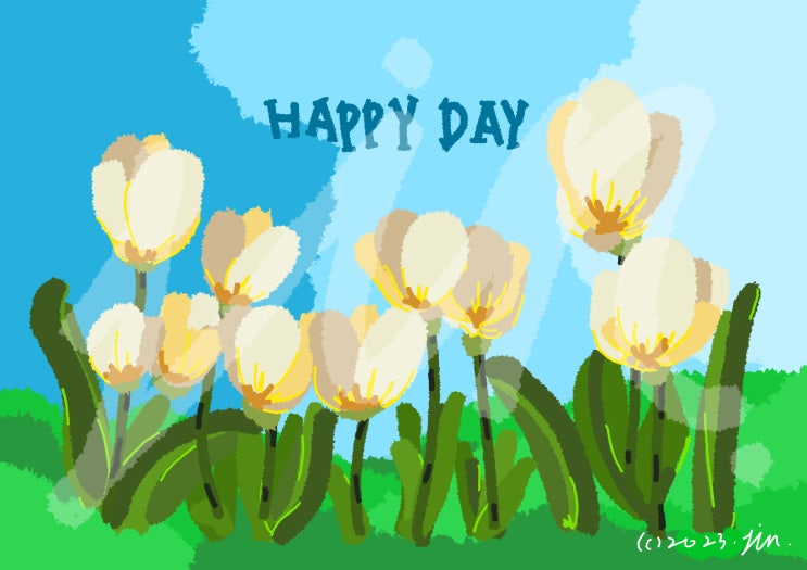 HAPPY DAY_ 꽃 배경화면 일러스트 : 네이버 블로그