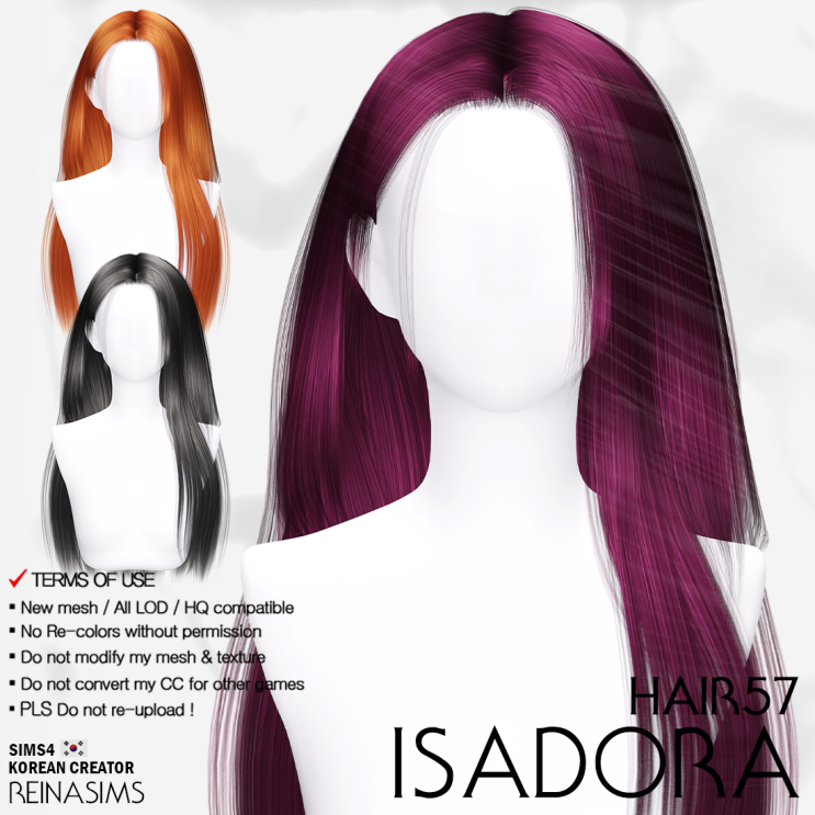 [심즈4 여심헤어] Reina_TS4_57_Isadora hair : 네이버 블로그
