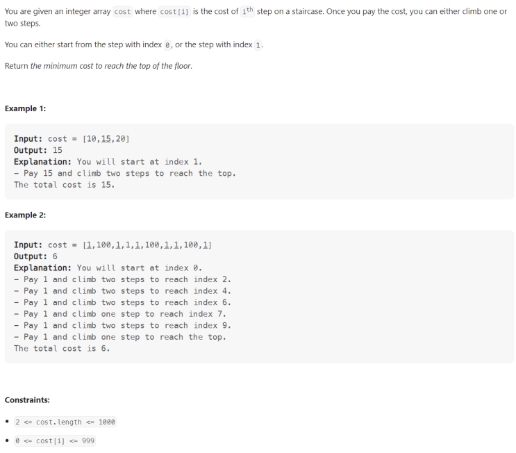 JAVA_Min Cost Climbing Stairs_LeetCode 746 : 네이버 블로그