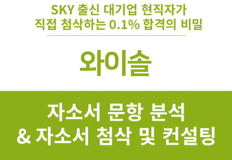 와이솔 채용 신입 경력 합격 자소서 문항 작성 가이드 네이버 블로그