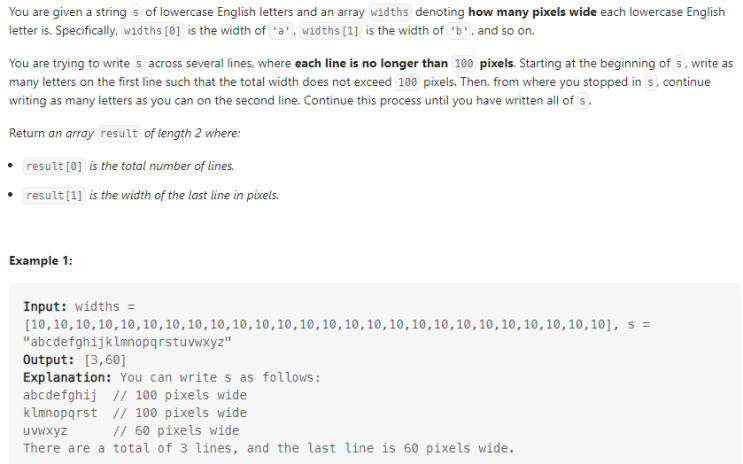 JAVA_Number of Lines To Write String_LeetCode 806 : 네이버 블로그