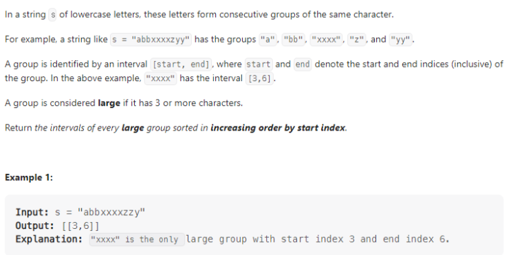 JAVA_Positions of Large Groups_LeetCode 830 : 네이버 블로그