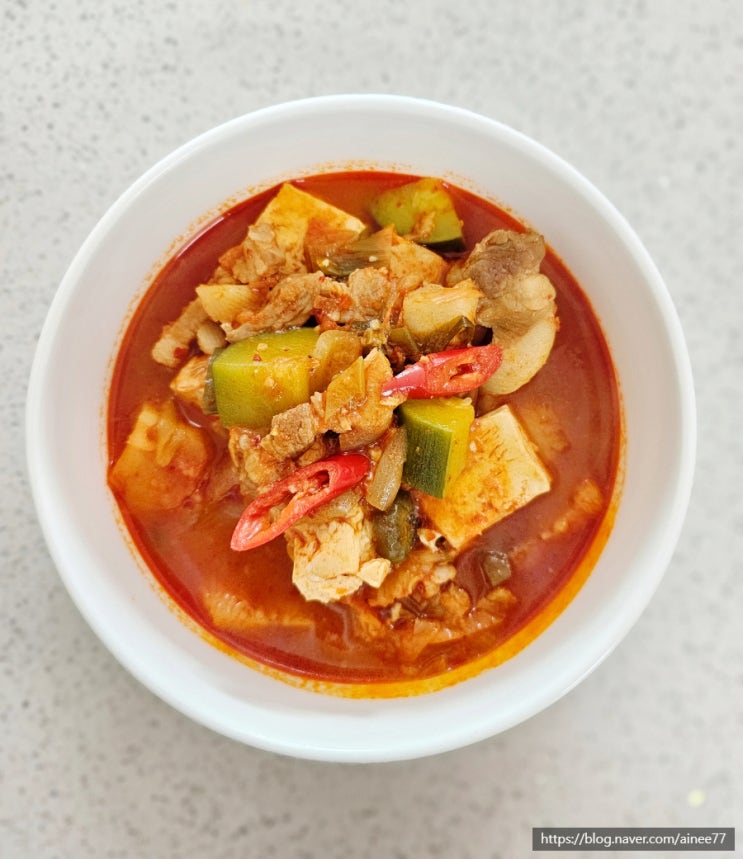편스토랑 류수영 삼겹고추장찌개 만드는 법 애호박찌개 해장찌개 술안주 삼겹살 애호박 감자 국물요리 한식 어남선생 레시피 네이버 블로그