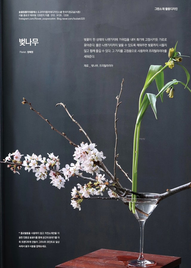 벚꽃 하나쿠바리 월간플로라 3월호 도쿄마미플라워디자인스쿨 숲울림플라워클래스 서촌플라워레슨 마미플라워디자인스쿨 한국지정교실
