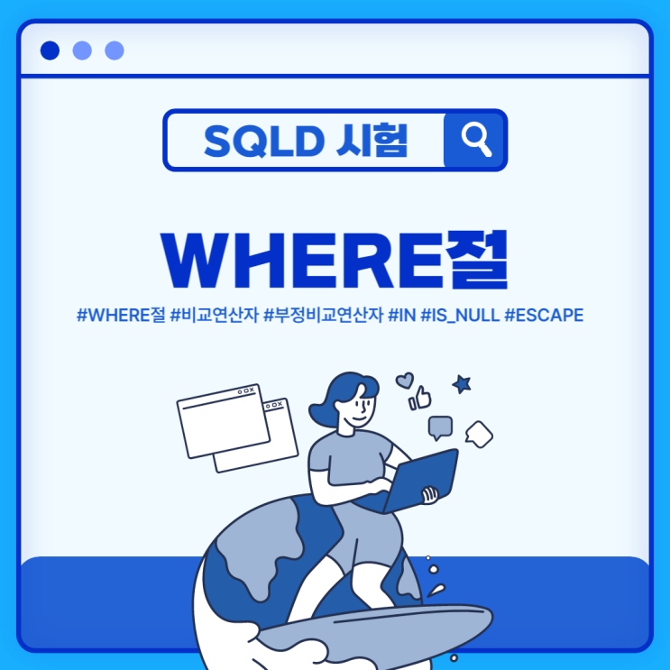 [SQLD] WHERE 절 / 비교연산자, IN, IS NULL, ESCAPE, LIKE, BETWEEN, 논리 연산자 : 네이버 블로그