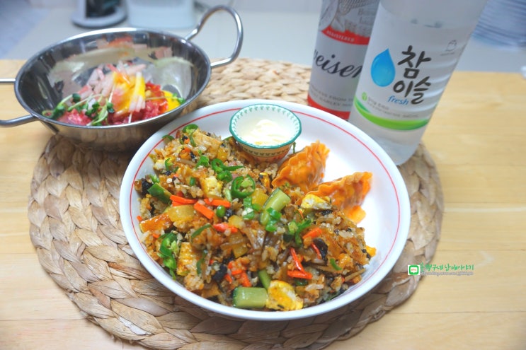 남은 김밥 활용 레시피 한만두 짬뽕만두로 해결! : 네이버 블로그