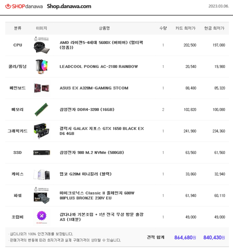 컴앤키덕소다나와pc 온라인 최저가 동일금액 컴퓨터조립덕소라이젠5600x전문가캐드용컴퓨터조립덕소컴퓨터덕소캐드용컴퓨터