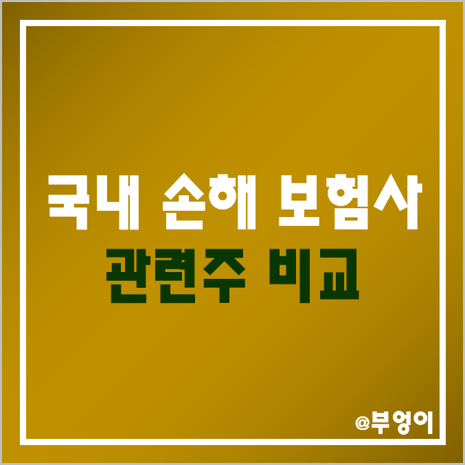 국내 손해 보험사 주식 비교 Db 롯데 한화 손해보험 현대해상 코리안리 삼성 흥국 화재 에이플러스에셋 주가 배당금 Roa