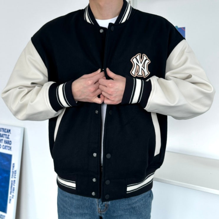 Mlb 바시티자켓 남자 봄옷코디 추천 남자 블루종 추천해요 에스파 윈터 바시티자켓 네이버 블로그