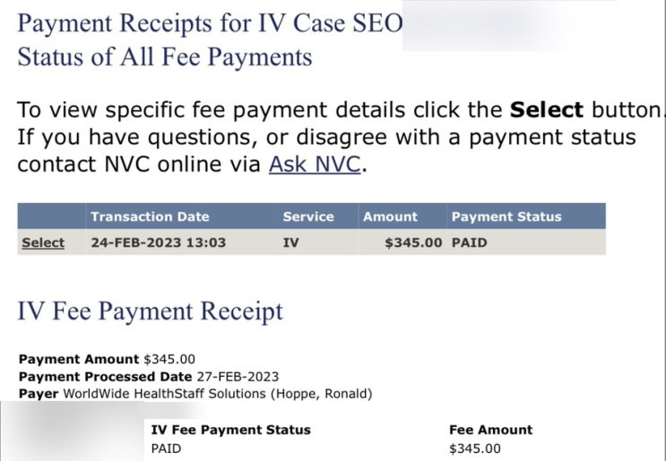 NVC IV Fee paid, DS-260 시작 : 네이버 블로그