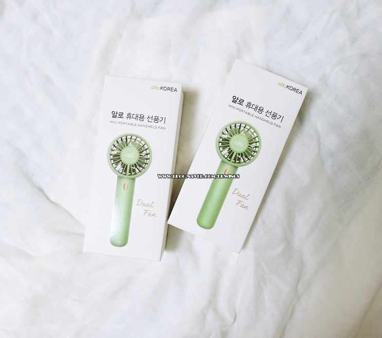 바람은 약하지만 작고 가벼워서 휴대성이 좋은 손선풍기 알로코리아 휴대용 미니 선풍기 듀얼팬 F2 그린 네이버 블로그