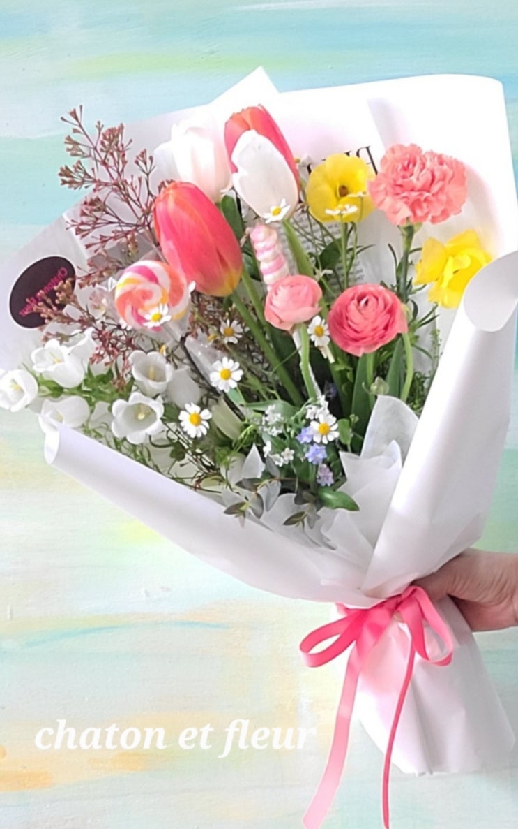 용산삼각지꽃집 샤통에플레르 화이트데이꽃다발화이트데이선물롤리팝캔디부케프로포즈꽃다발 네이버 블로그