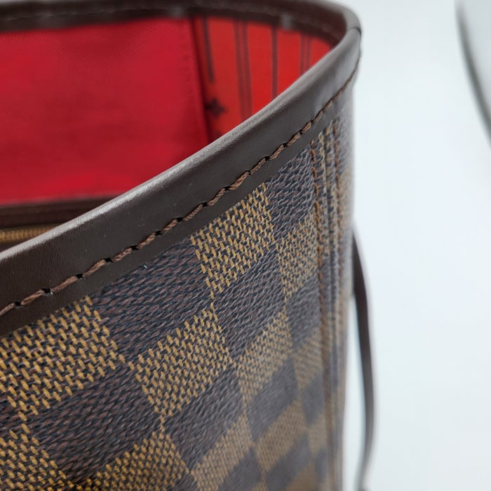 루이비통 다미에 네버풀 테두리 가죽 안감 주머니 수선. 바이어스 가죽 교체 수선 : 네이버 블로그