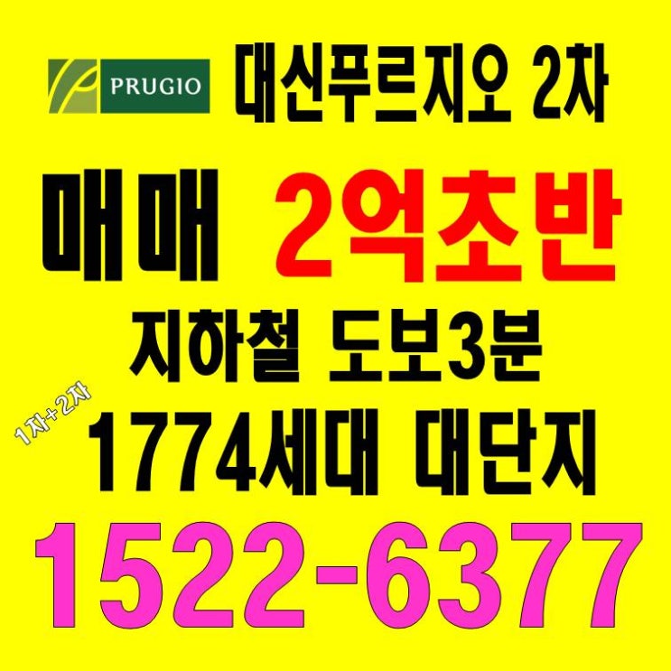 서대신역 대신2차푸르지오 39㎡ 구18평 1인가구 소형아파트 2억 초반 매매 투자금 4천만원 갭투자 회사보유분 소형평수 줍줍