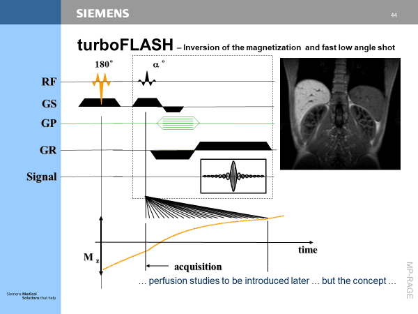 MRI pulse sequence 12. ultrafast GRE = turbo FLASH(2D), MP-RAGE(3D ...