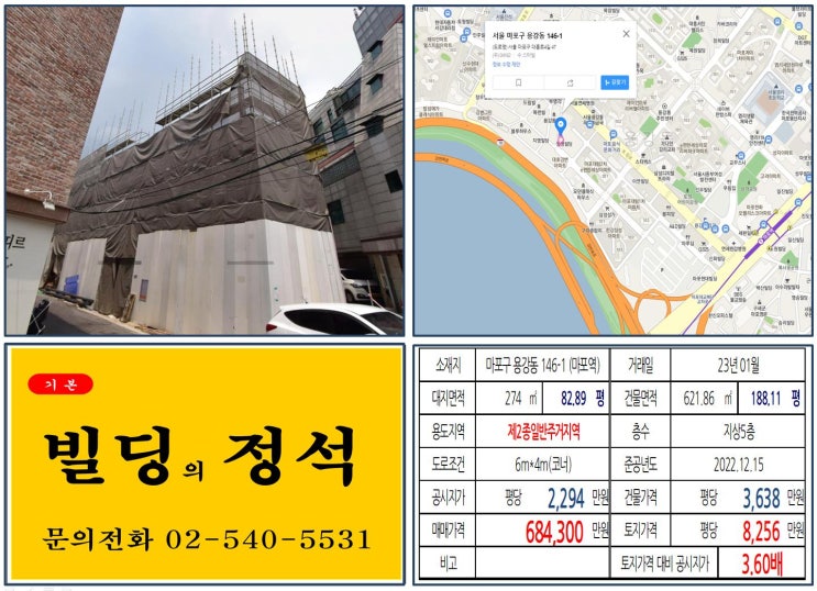 마포구 마포음식문화의거리 60억 신축빌딩 실거래가 조회 용강동 146 1 마포역 68억 4300만 원 평당 8256