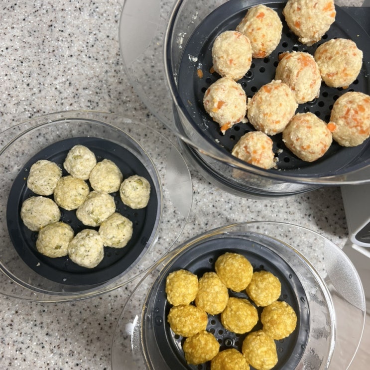 중기후기이유식 찜기로 삼색 두부볼 아기 반찬 겸 핑거푸드 간식 만들기 네이버 블로그